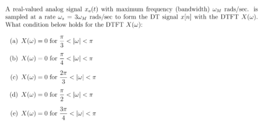 Solved A real-valued analog signal tall) with maximum | Chegg.com