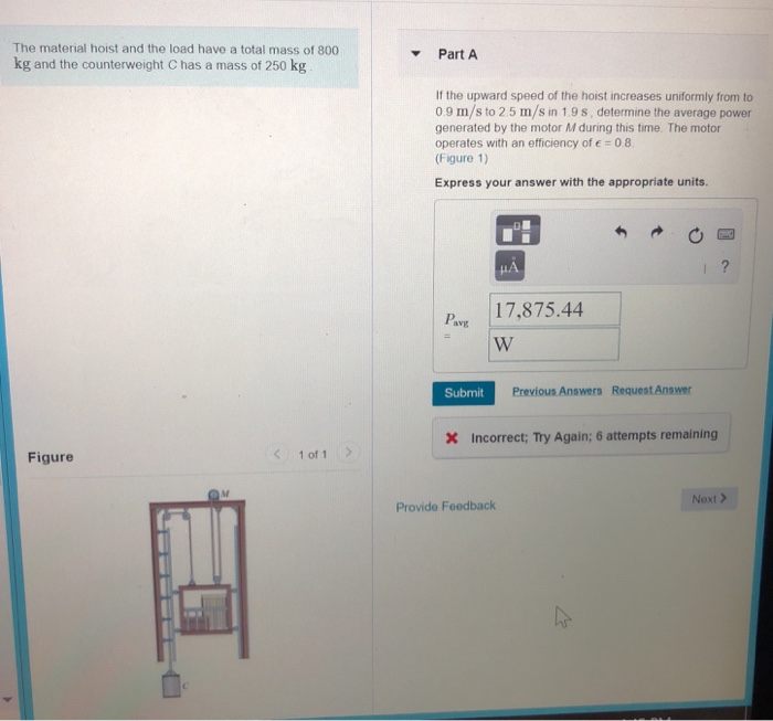 Solved The material hoist and the load have a total mass of | Chegg.com