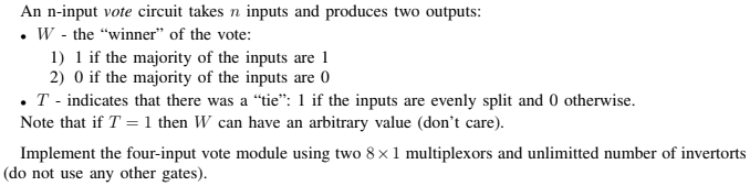 Solved An n-input vote circuit takes n inputs and produces | Chegg.com