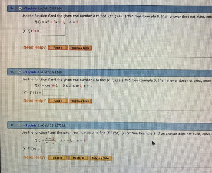 Solved Use the function f and the given real number a to | Chegg.com
