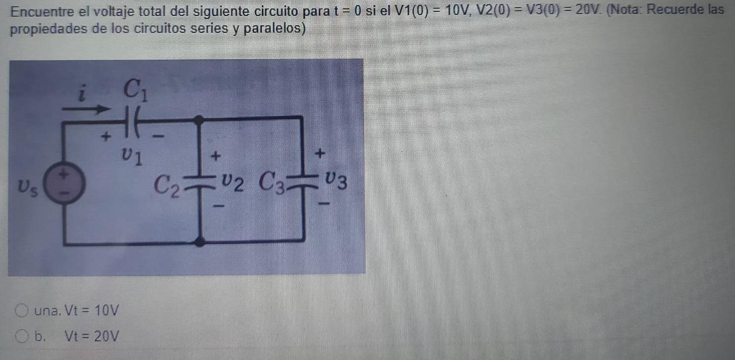 Solved Encuentre el voltaje total del siguiente circuito | Chegg.com