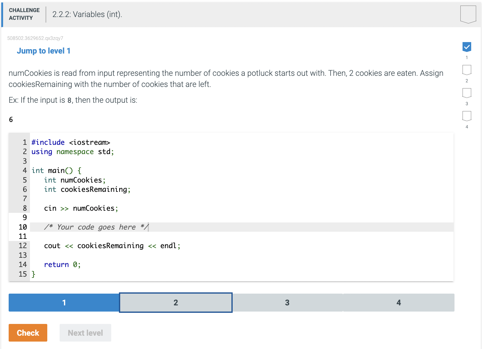 Solved Jump to level 1 numCookies is read from input | Chegg.com