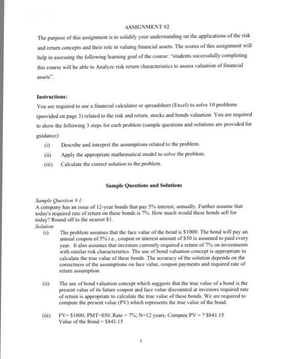 ASSIGNMENT #2 The purpose of this assignment is to | Chegg.com