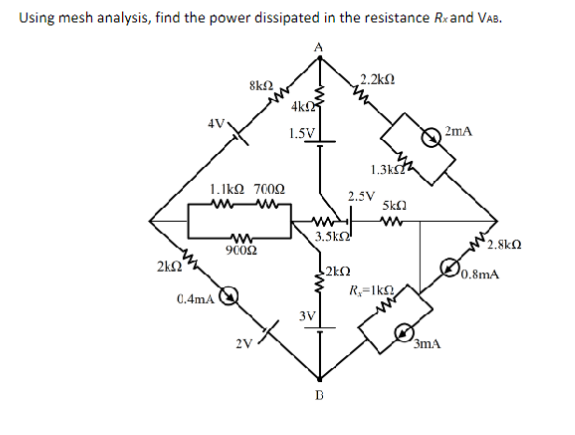 Solved Using mesh analysis, find the power dissipated in the | Chegg.com