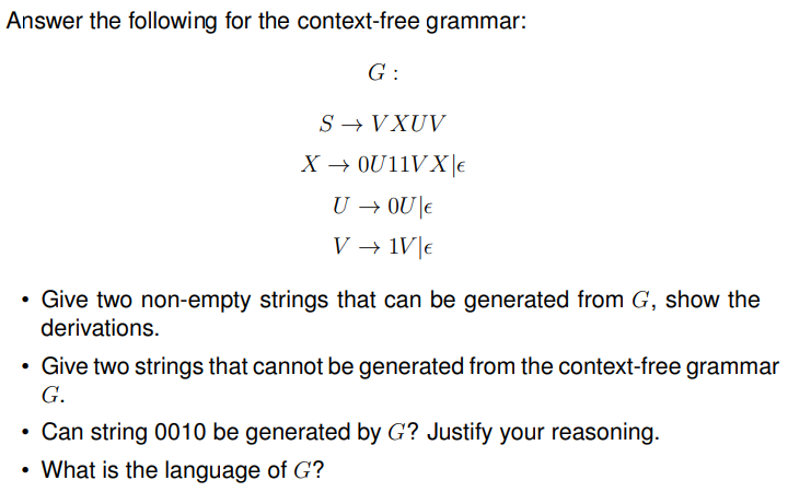 Solved Answer the following for the context-free grammar: G | Chegg.com