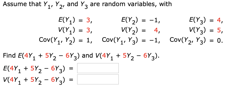 Solved = Assume that Y1, Y2, and Y3 are random variables, | Chegg.com