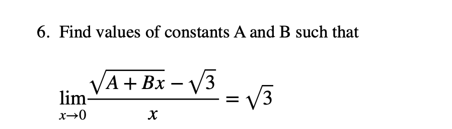Solved Find values of constants A and B such | Chegg.com