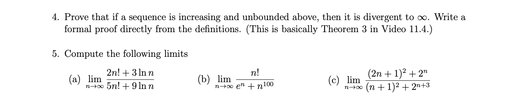 Solved 4. Prove that if a sequence is increasing and | Chegg.com
