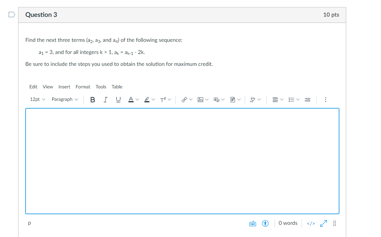 Solved Question 3 10 pts Find the next three terms (a2, a3, | Chegg.com