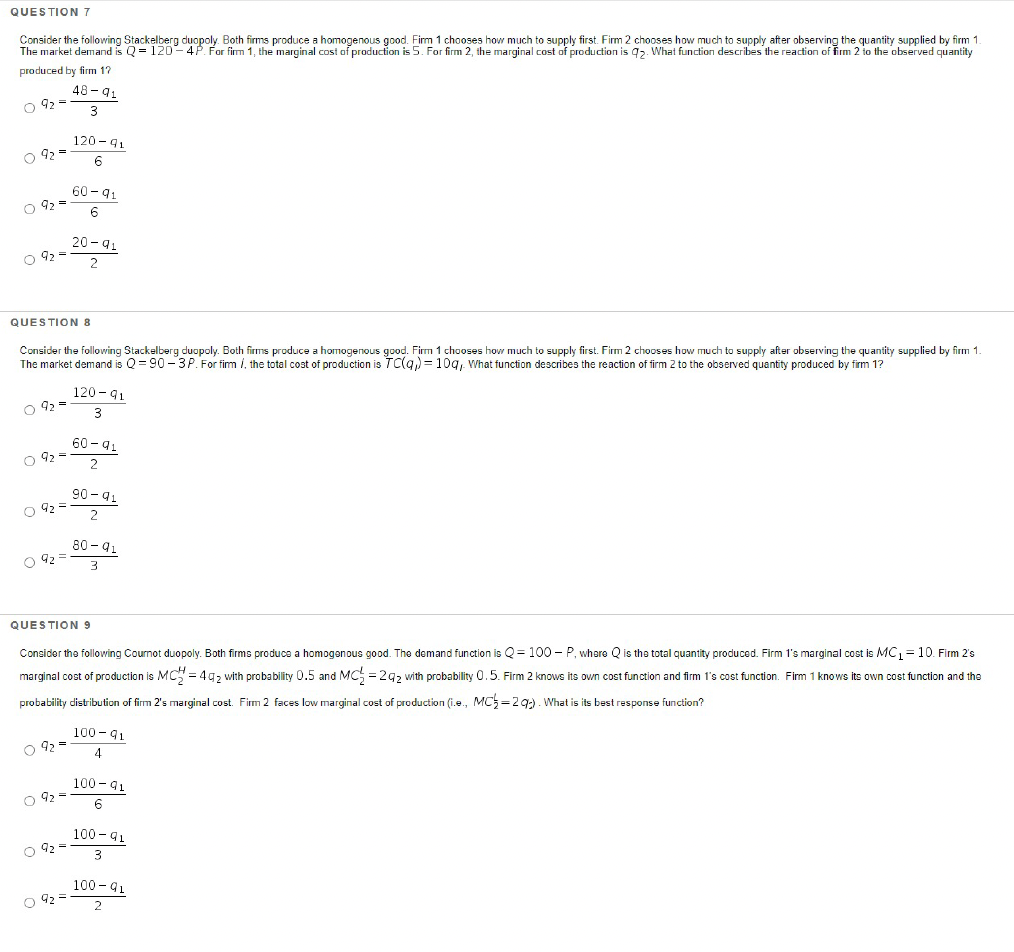 Solved QUESTION 7 produced by firm 1 ? | Chegg.com