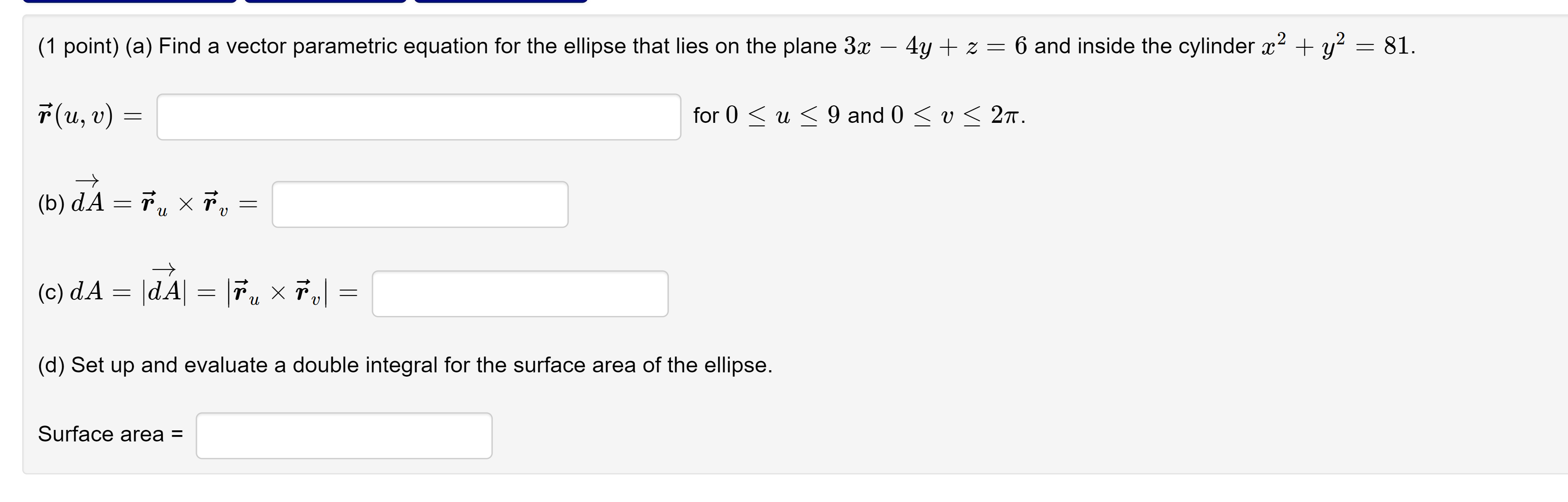 Solved (1 ﻿point) (a) ﻿Find a vector parametric equation for | Chegg.com