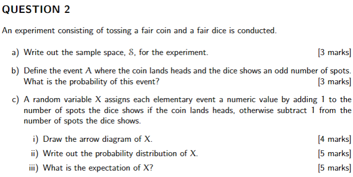 Solved QUESTION 2An experiment consisting of tossing a fair | Chegg.com
