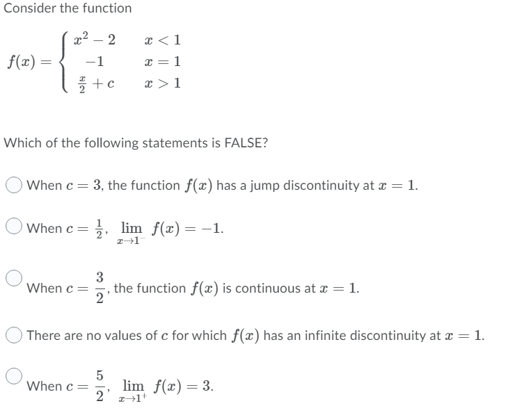 Solved Consider the function f(2) 22 - 2 -1 Ž + c x