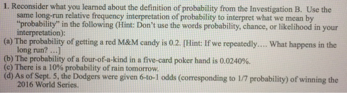 Solved 1. Reconsider what you learned about the definition | Chegg.com