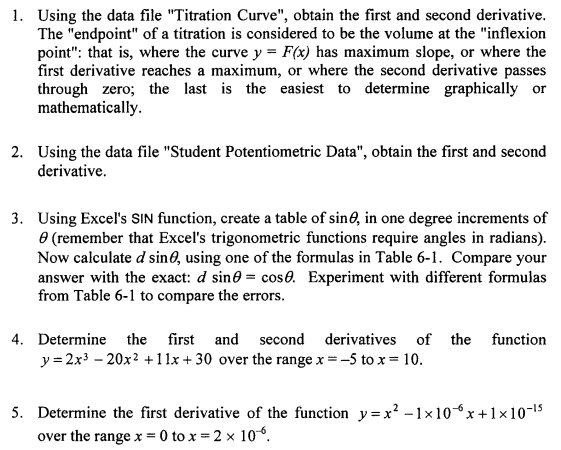 1. Using the data file "Titration Curve", obtain the | Chegg.com