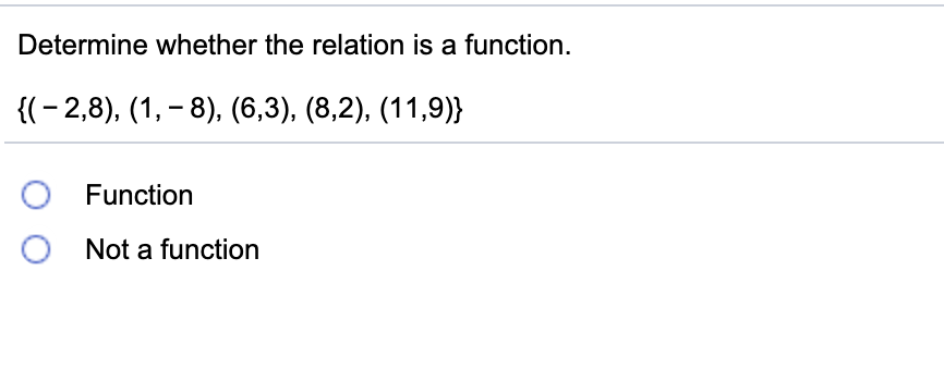 Solved Determine whether the relation is a function. | Chegg.com