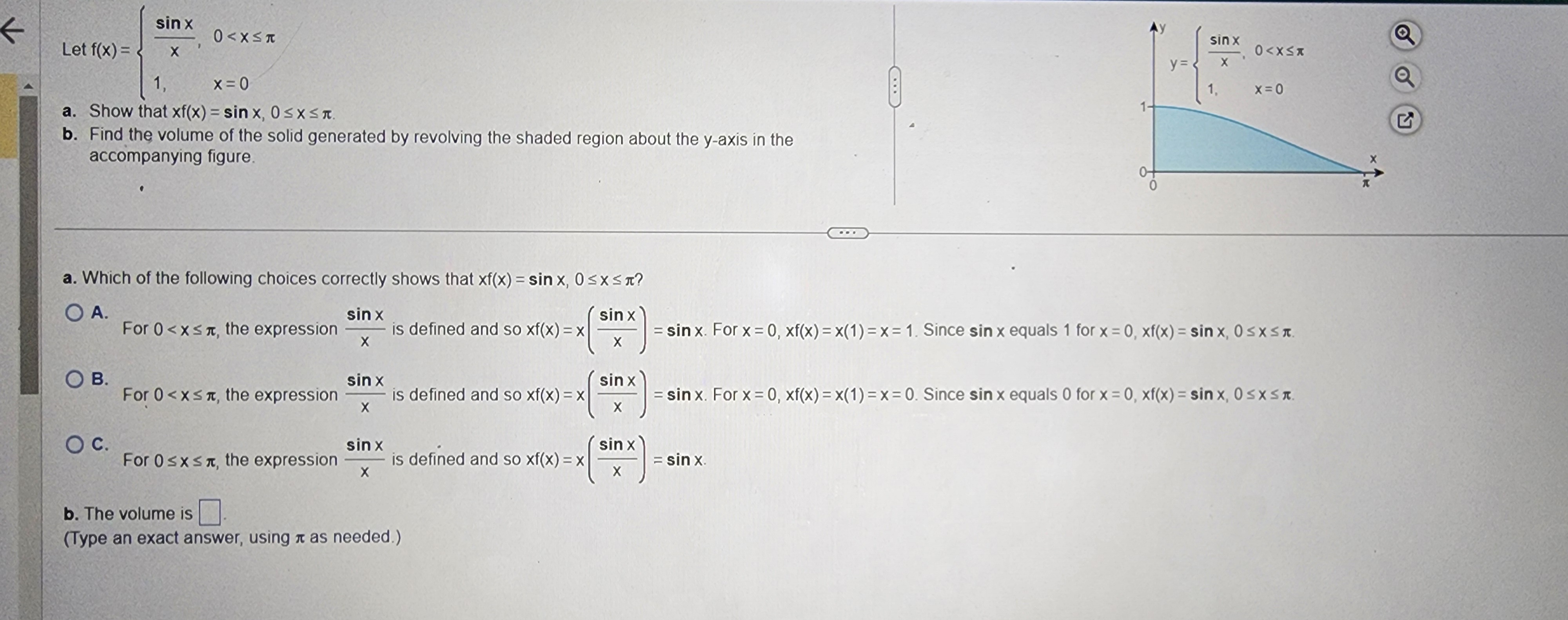 Solved Let f(x)={[(sin x)/(x)",",0