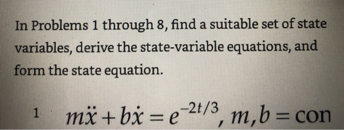 Solved In Problems 1 through 8, find a suitable set of state | Chegg.com