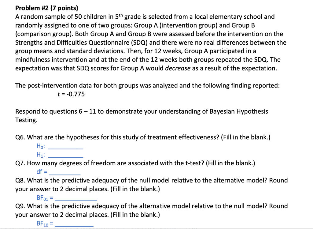 Solved Problem \#2 (7 points) A random sample of 50 children | Chegg.com
