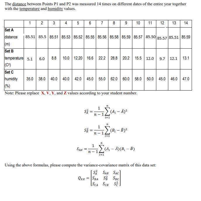 Solved The distance between Points P1 ﻿and P2 ﻿was measured | Chegg.com