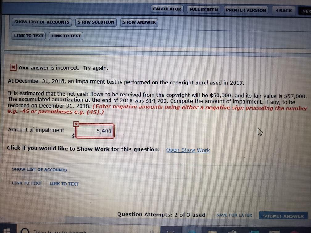 Solved CALCULATOR FULL SCREEN PRINTER VERSION BACK NEXT | Chegg.com