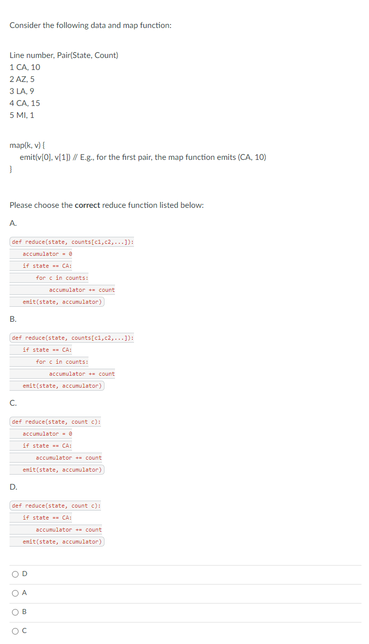 Solved Consider The Following Data And Map Function Line