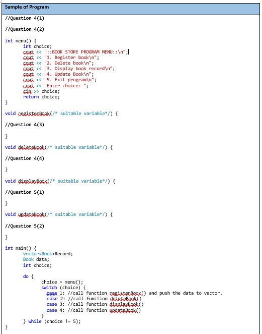 Solved Question 5 Referring to Sample of Program at last | Chegg.com