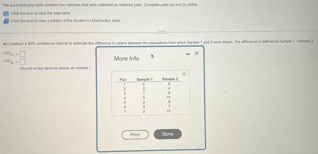[solved] The Accompanying Table Contains Two Samples That