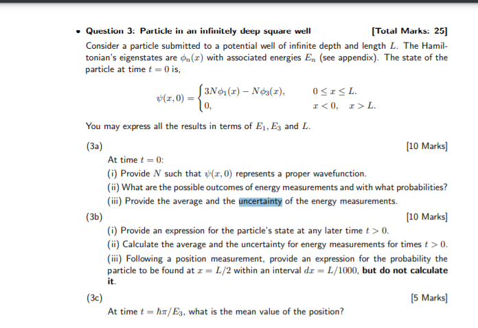 Solved . Question 3: Particle in an infinitely deep square | Chegg.com
