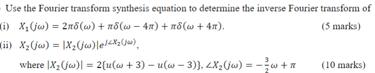 Solved Use the Fourier transform synthesis equation to | Chegg.com