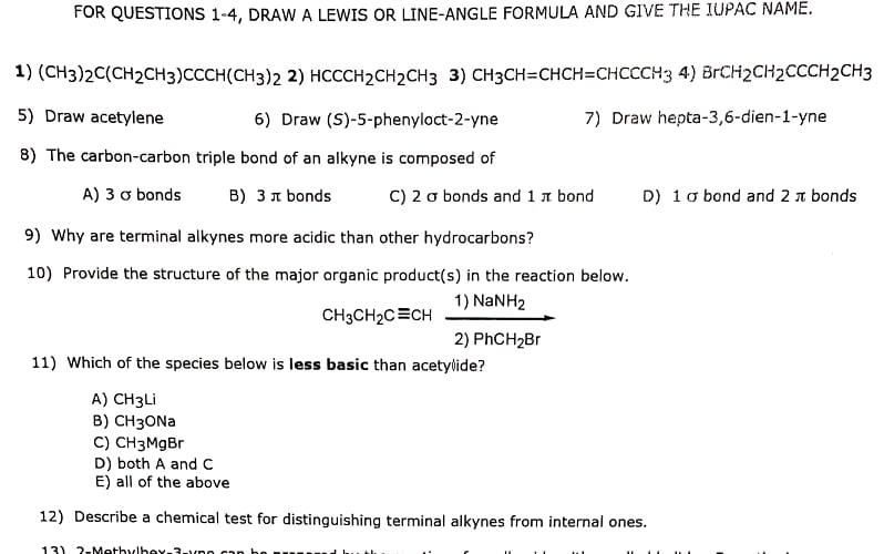 Solved FOR QUESTIONS 1-4, DRAW A LEWIS OR LINE-ANGLE FORMULA | Chegg.com