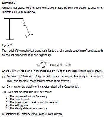 Solved Question 2 A mechanical crane, which is used to | Chegg.com