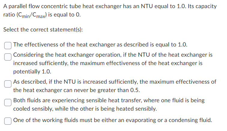 Solved A parallel flow concentric tube heat exchanger has an | Chegg.com