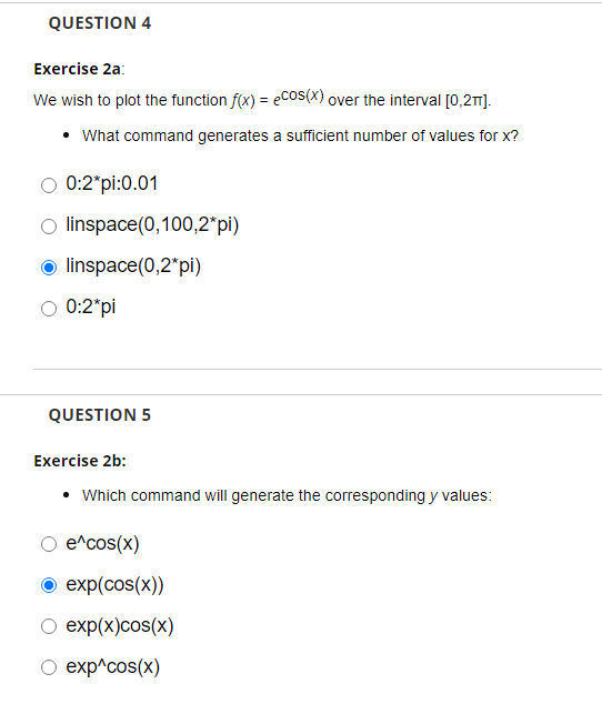 Solved QUESTION 4 Exercise 2a We wish to plot the function | Chegg.com