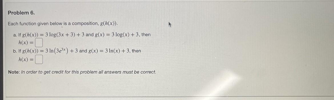 Solved Each function given below is a composition, g(h(x)). | Chegg.com