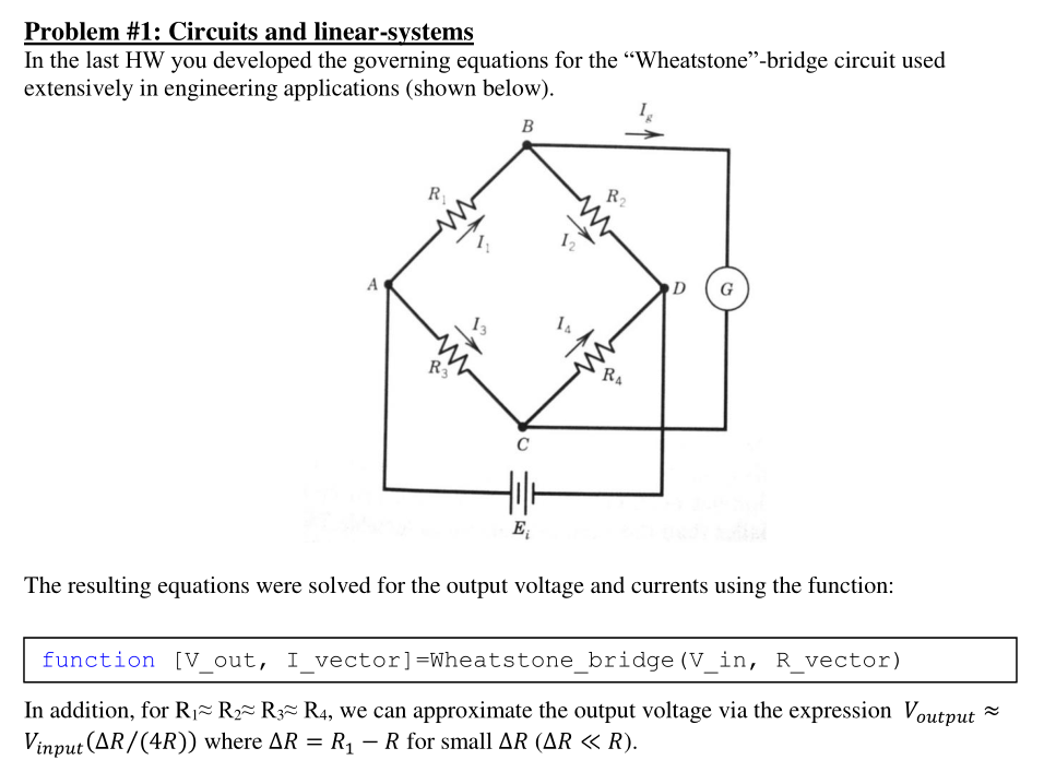 Solved Problem #1: Circuits and linear-systems In the last | Chegg.com