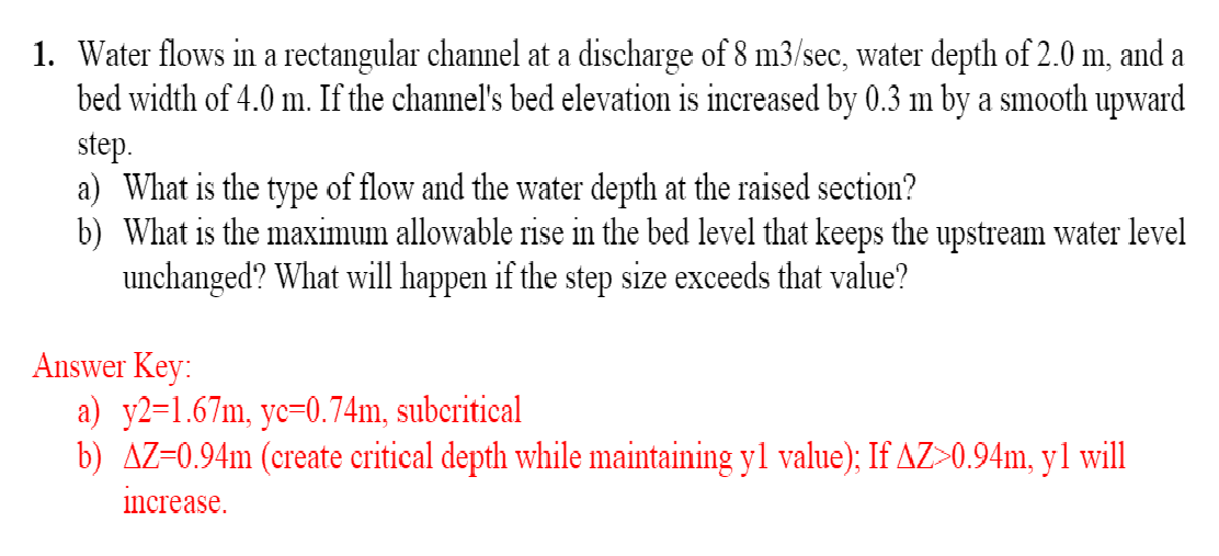 Solved 1. Water flows in a rectangular channel at a | Chegg.com