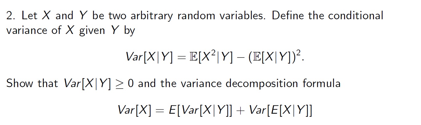 Solved 2. Let \\( X \\) and \\( Y \\) be two arbitrary | Chegg.com