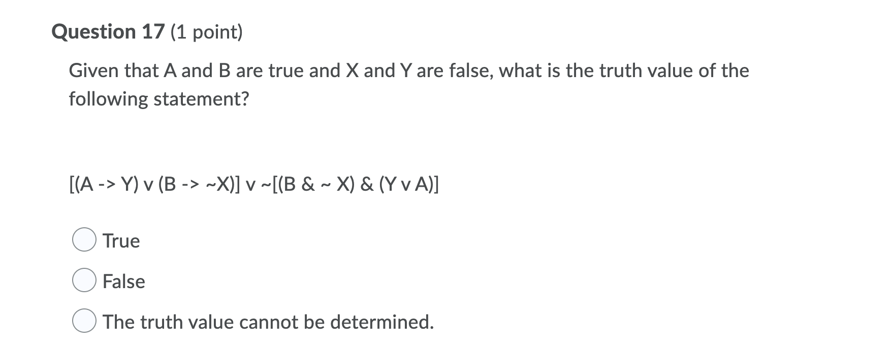 Solved Question 17 (1 point) Given that A and B are true and | Chegg.com