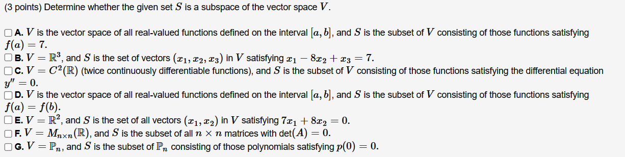Solved 3 Points Determine Whether The Given Set S Is A