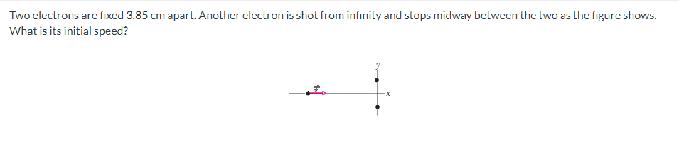 Solved Two electrons are fixed 3.85 cm apart. Another | Chegg.com