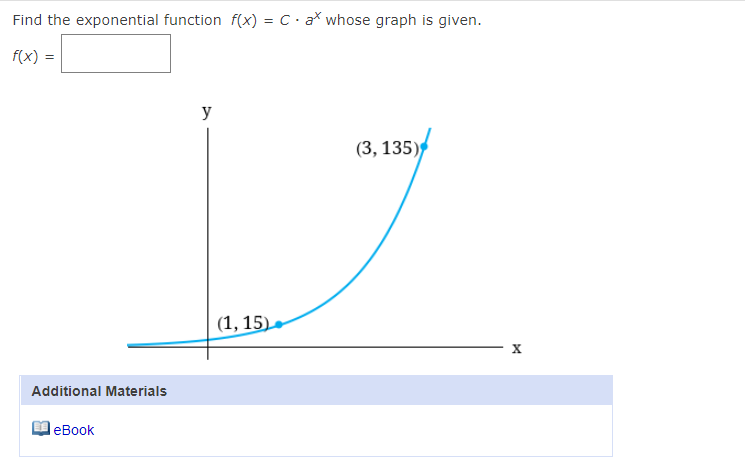 Solved Find the exponential function f(x) = C.at whose graph | Chegg.com
