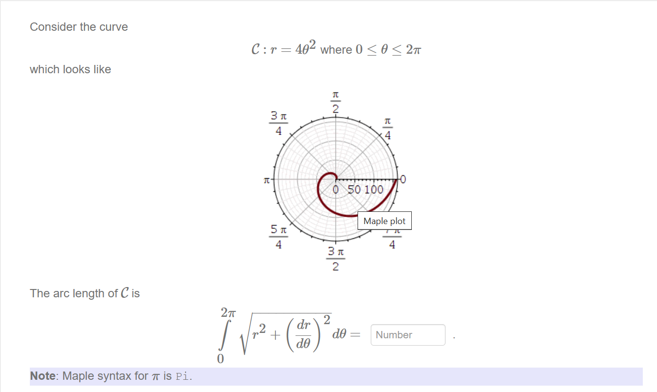 Solved Consider the curve C:r=4θ2 where 0≤θ≤2π which looks | Chegg.com
