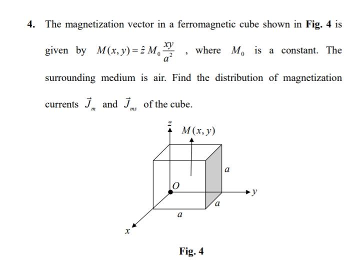 Solved 4. The magnetization vector in a ferromagnetic cube | Chegg.com