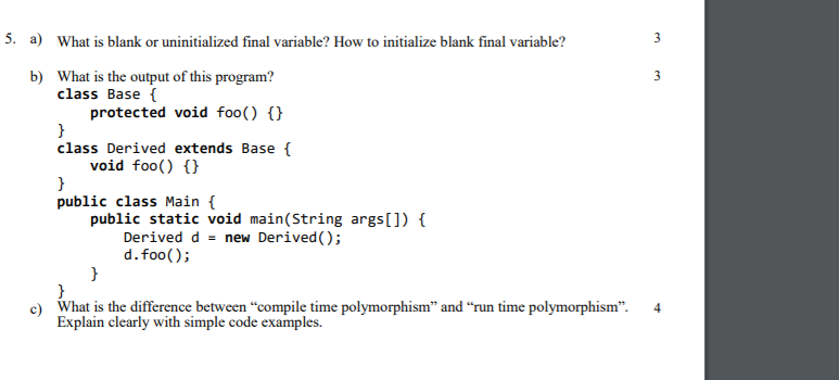 Solved 3 3 3 3 5. a) What is blank or uninitialized final | Chegg.com