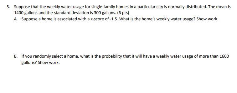 Solved Suppose that the weekly water usage for single-family | Chegg.com