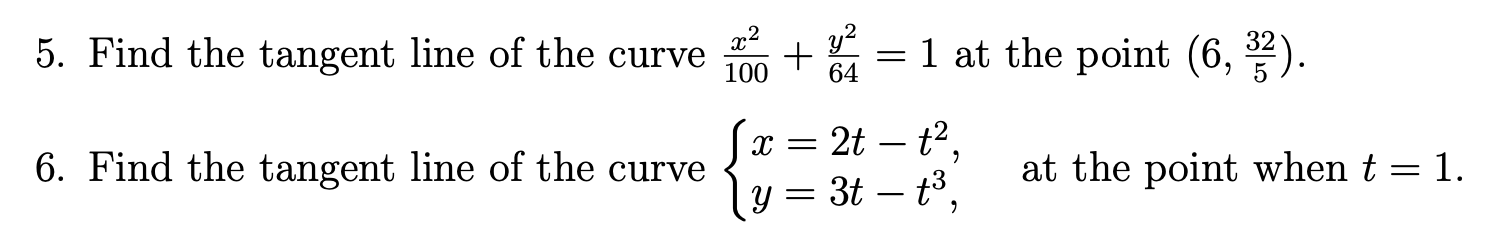 Solved Two questions about finding the tangent line of give | Chegg.com