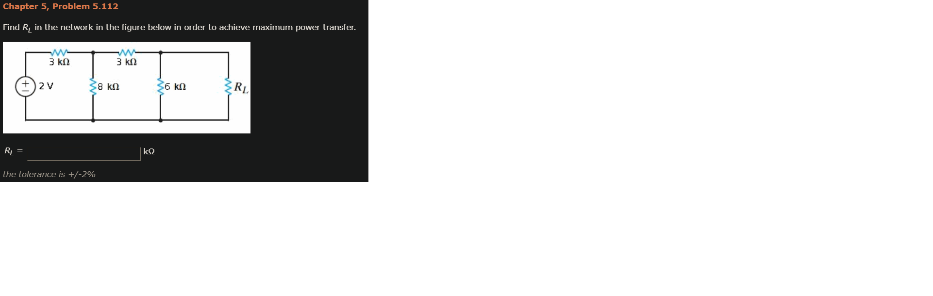 Solved Chapter 5, Problem 5.112 Find R, in the network in | Chegg.com