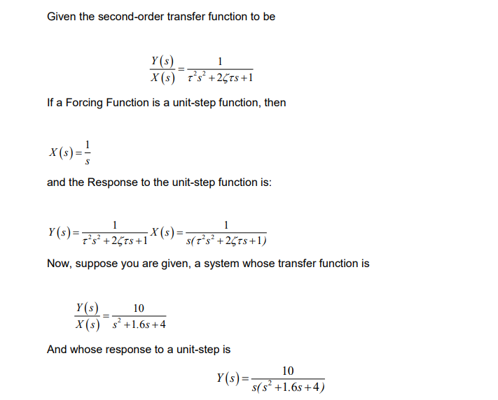 Solved Given the second-order transfer function to be Y(s If | Chegg.com
