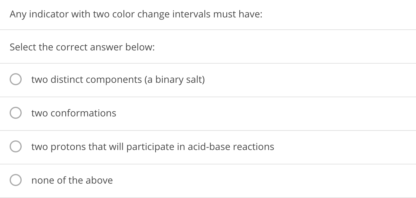 Any indicator with two color change intervals must | Chegg.com